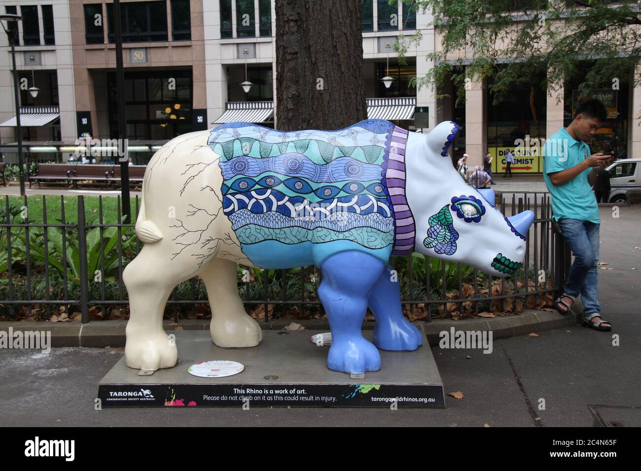 A rhino sculpture called ‘The Hatching’ on York Street next to Wynyard ...
