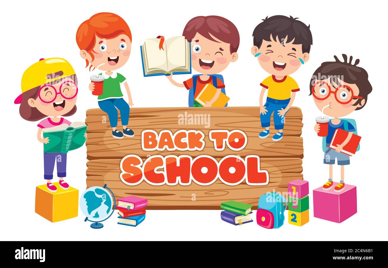 Back To School Concept With Funny Children Stock Vector Image & Art - Alamy