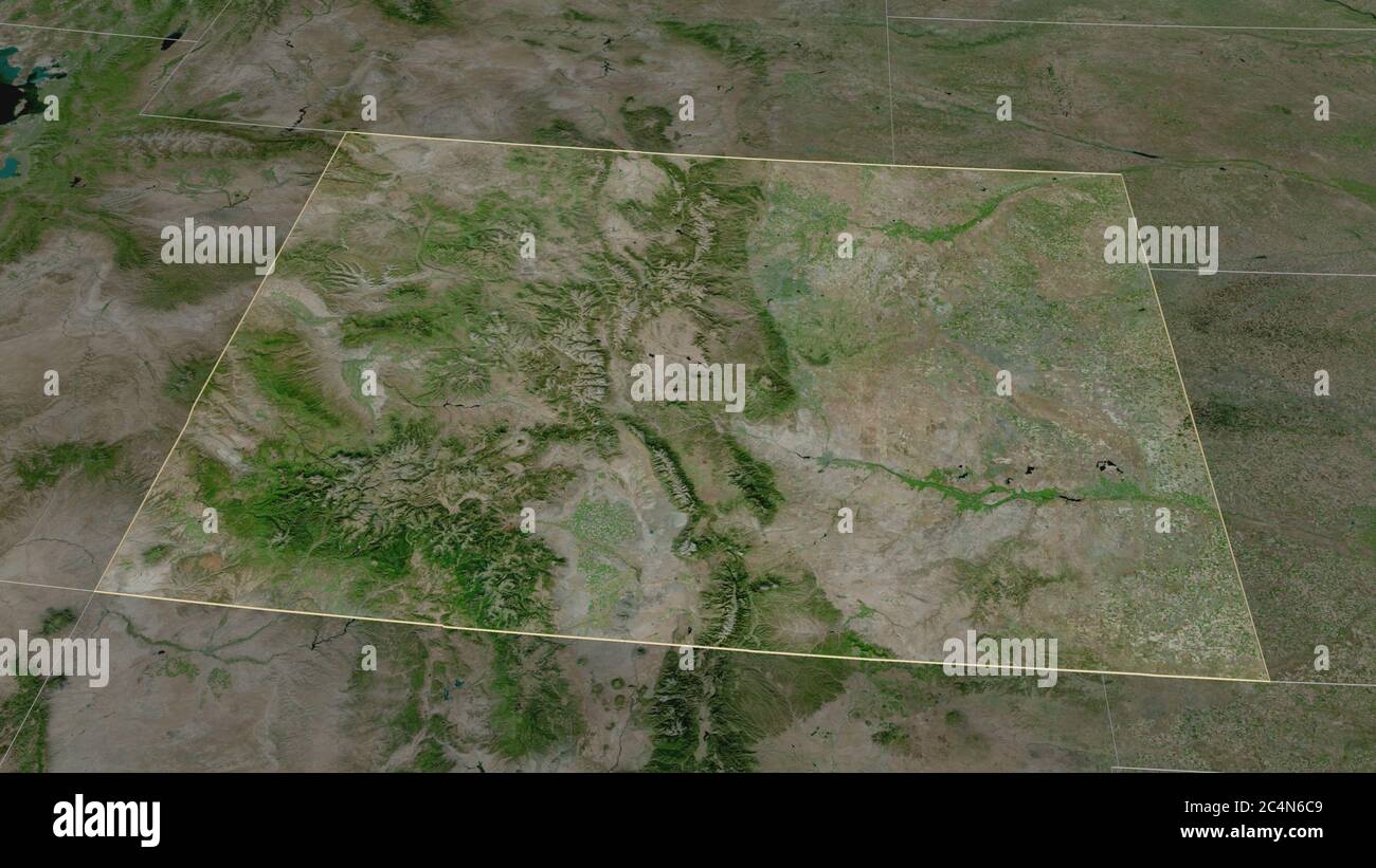 Zoom in on Colorado (state of United States) outlined. Oblique ...
