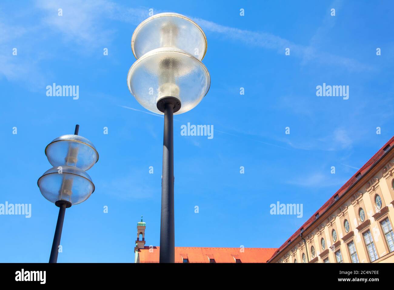 Street lights in the central parts of the city.Street lamps in the ...