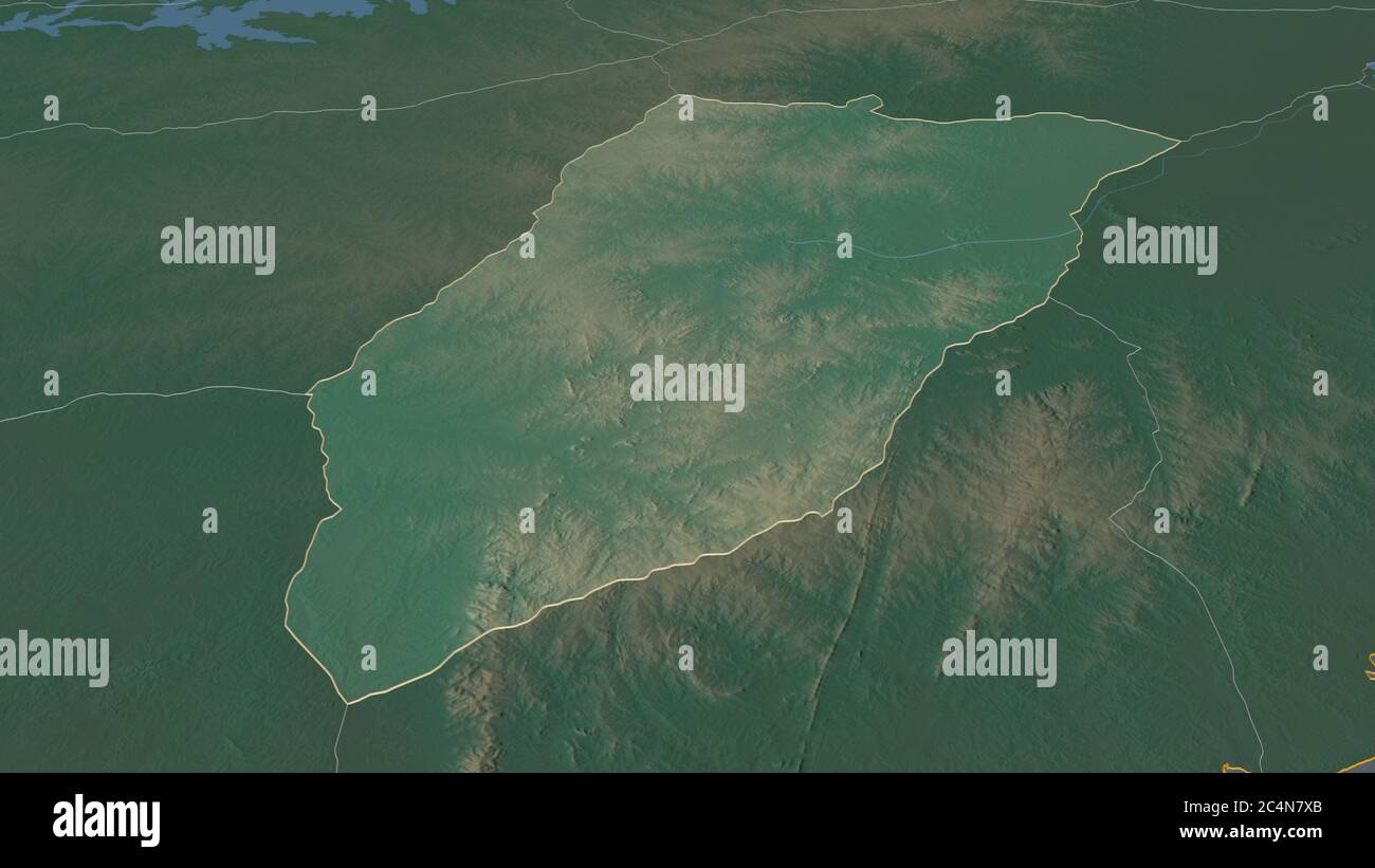 Zoom in on Lavalleja (department of Uruguay) outlined. Oblique ...