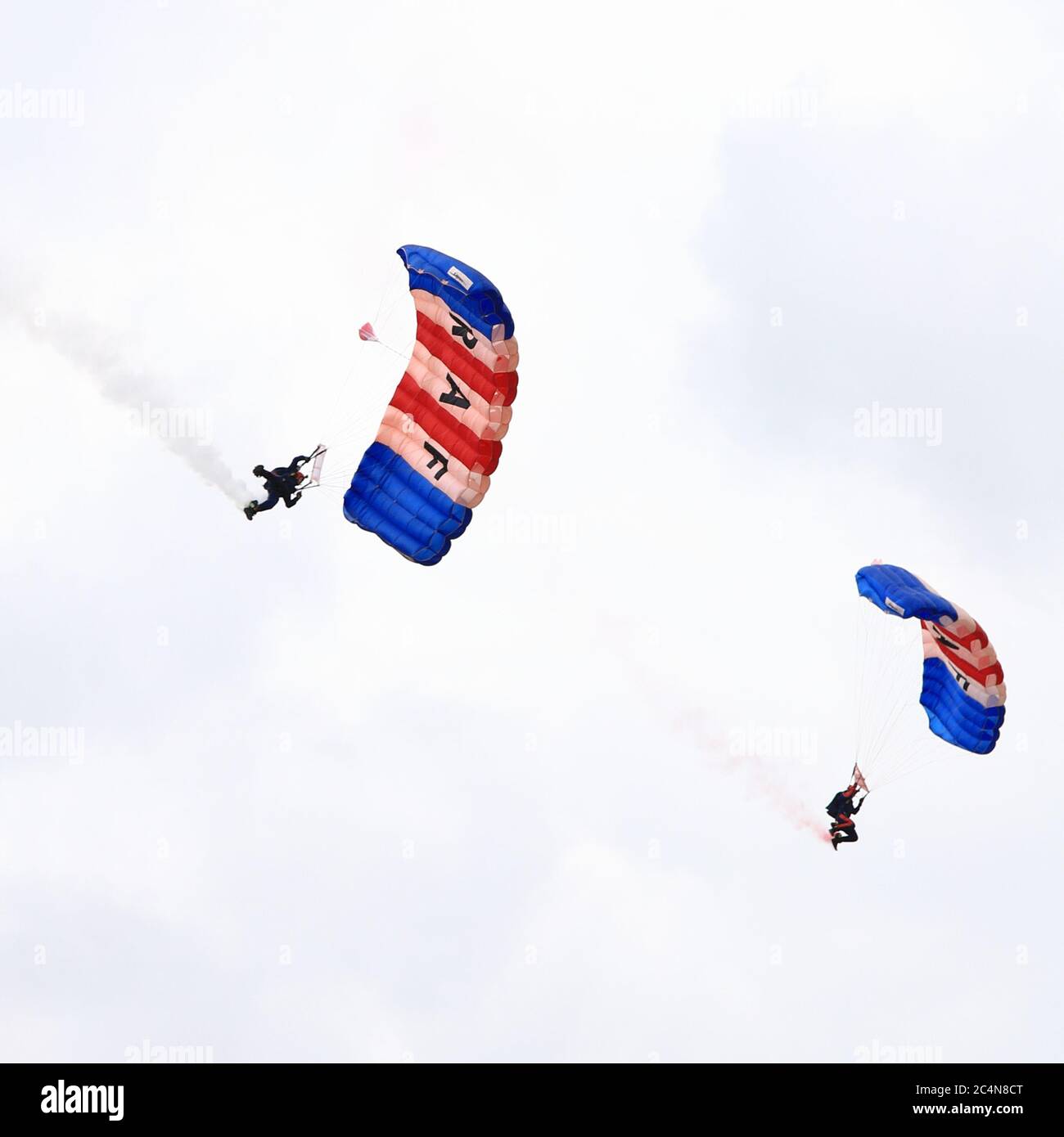The RAF Falcons Parachute Display Team perform in the skies above ...