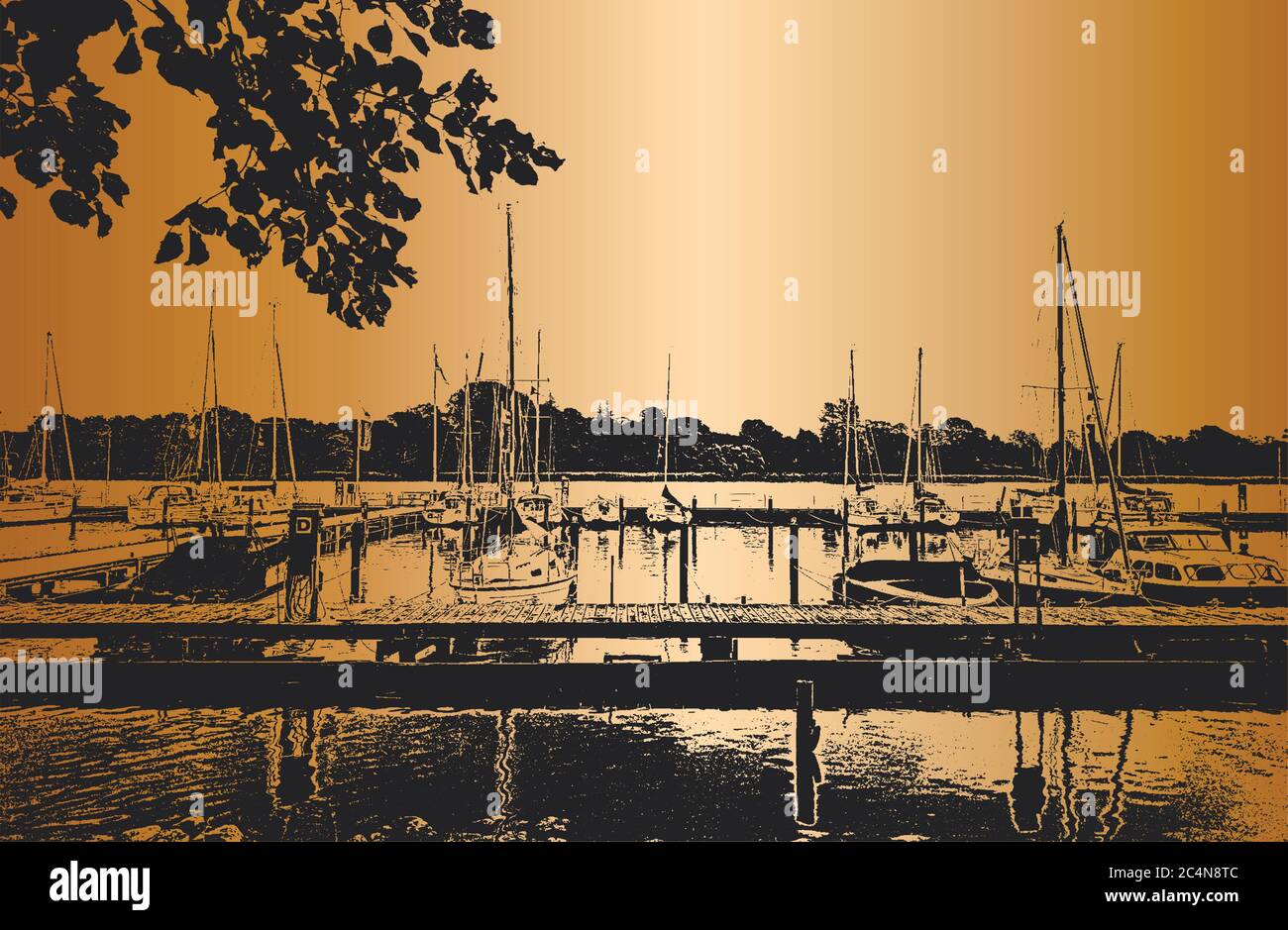 Ship in harbor island Stock Vector Images - Alamy