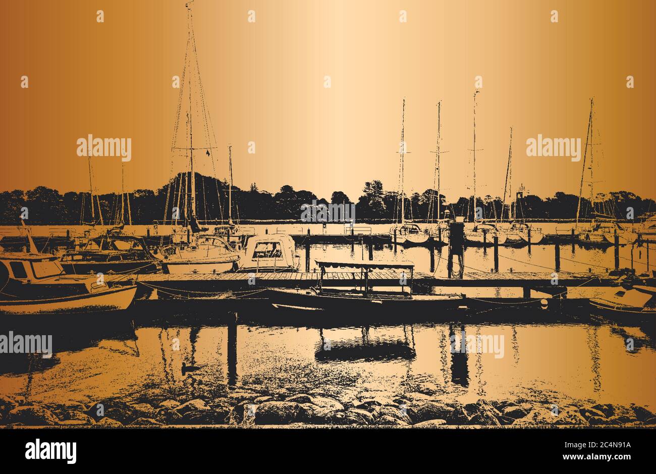 Ship in harbor island Stock Vector Images - Alamy