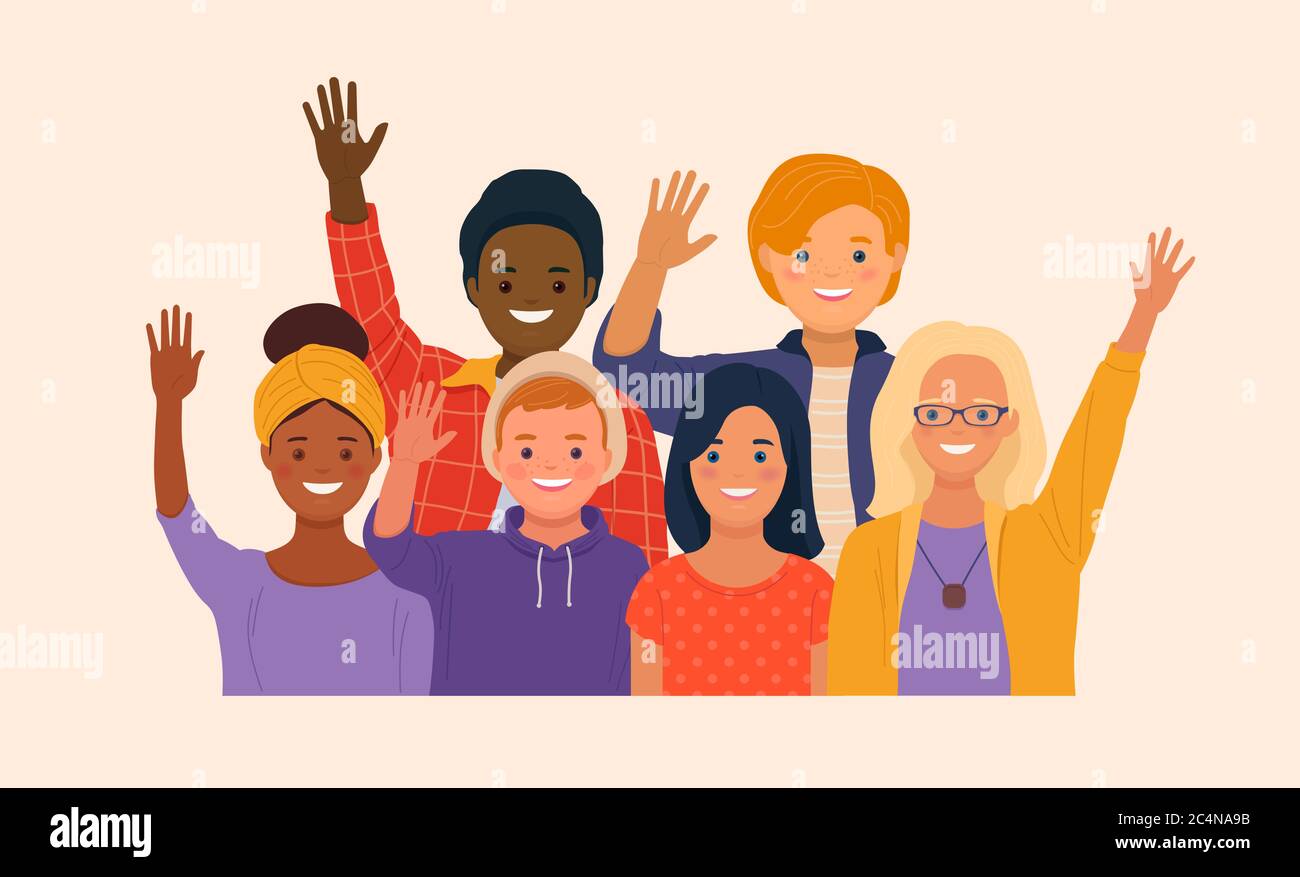 Cartoon friendly woman waving hi-res stock photography and images - Alamy