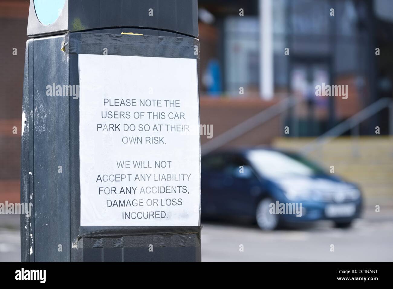 Car park users do so at own risk sign Stock Photo - Alamy Car park users do so at own risk sign Stock Photo - Alamy