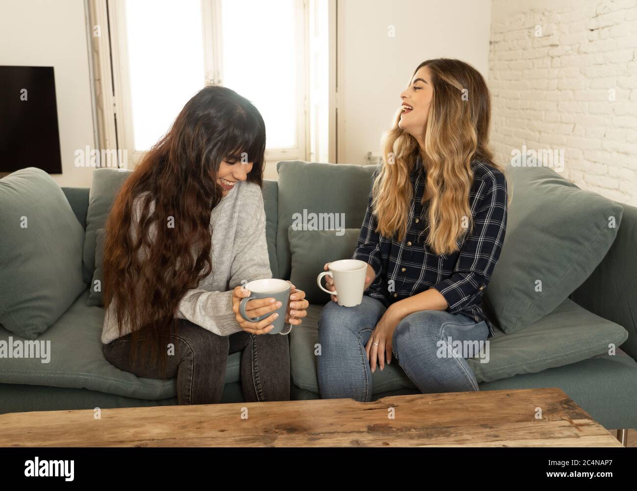 COVID-19 lockdown. Confident and optimistic women girlfriends together ...