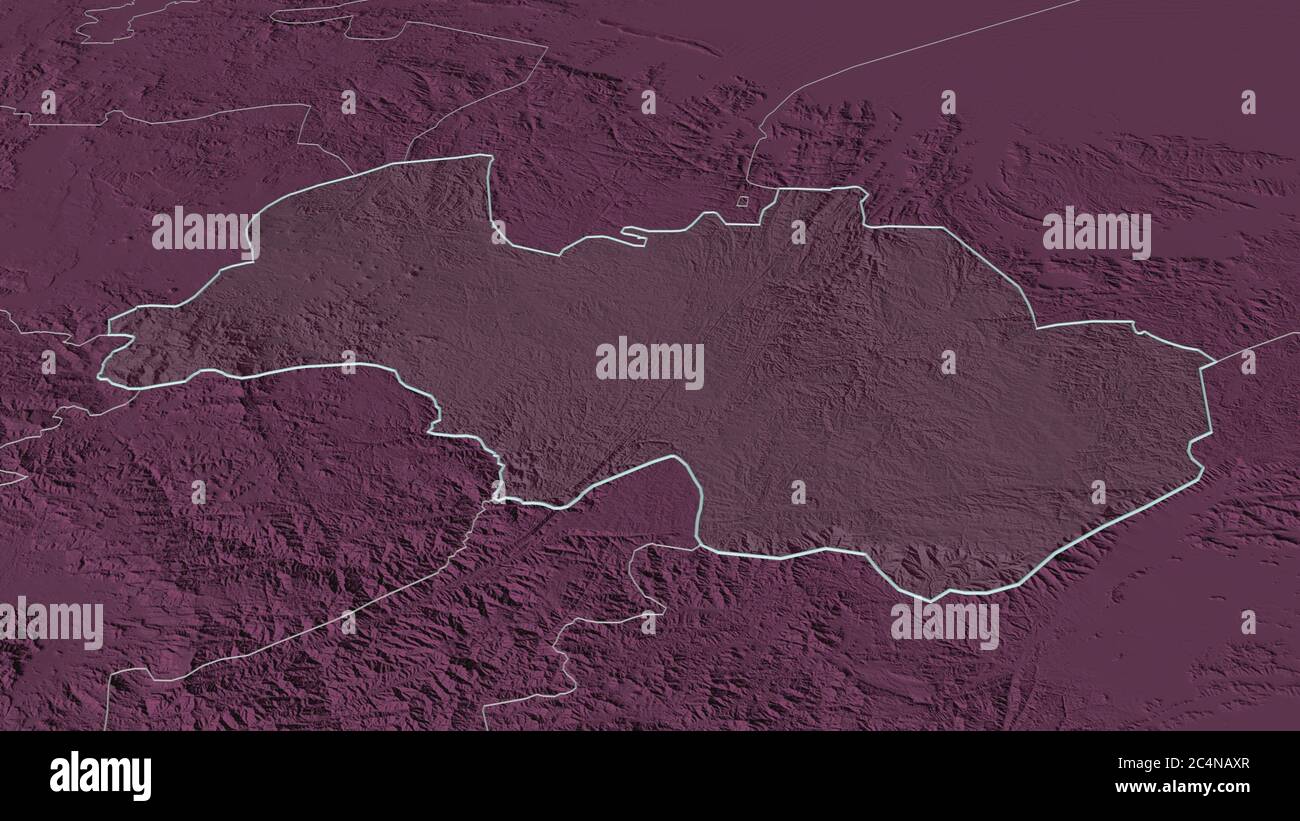 Zoom in on Al Bayda' (governorate of Yemen) outlined. Oblique ...