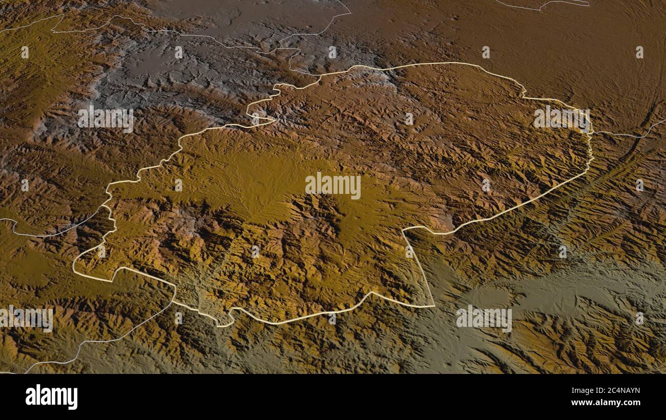 Zoom in on Al Dali' (governorate of Yemen) outlined. Oblique ...
