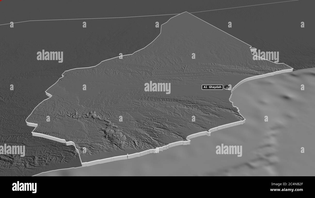 Zoom in on Al Mahrah (governorate of Yemen) extruded. Oblique ...