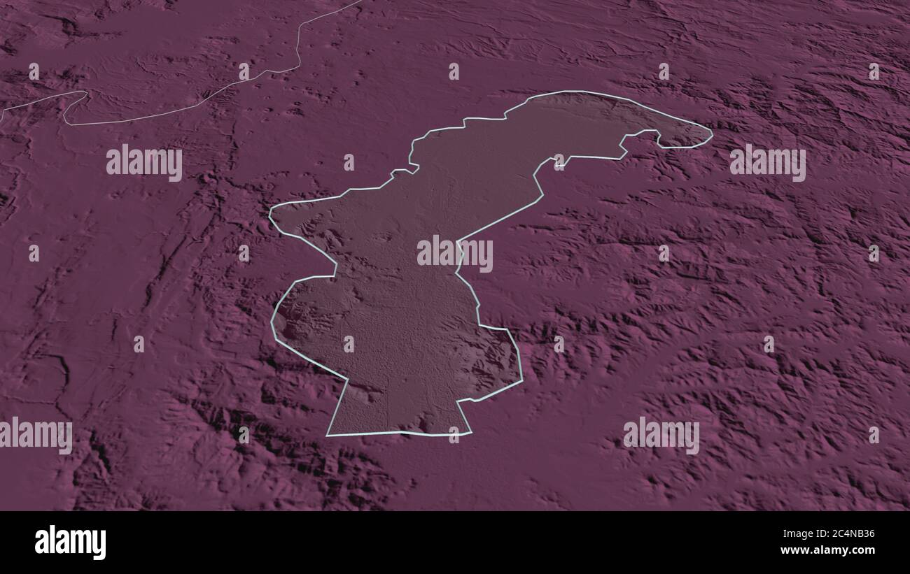 Zoom in on Amanat Al Asimah (governorate of Yemen) outlined. Oblique ...