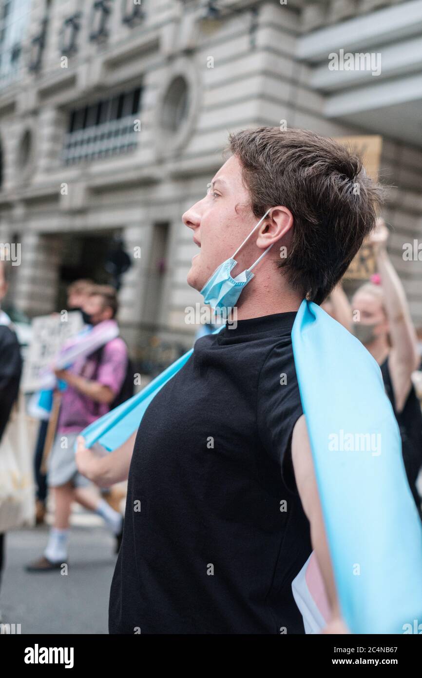 Black Trans Lives Matter Protest In London June 2020 Stock Photo - Alamy