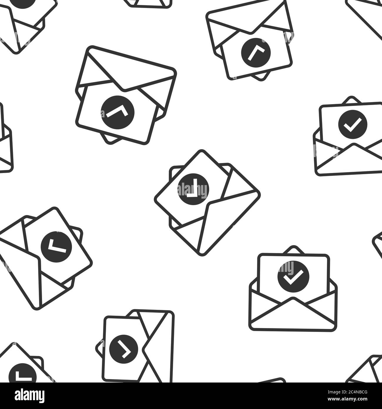 Envelope with confirmed document icon in flat style. Verify vector ...