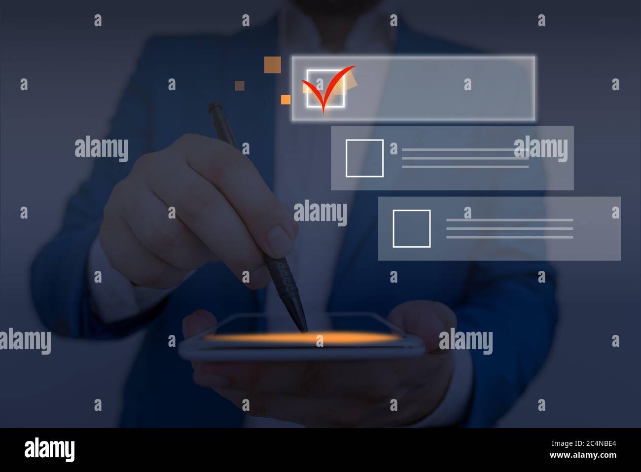 Hand Ticking Checklist Red Mark Empty Square Prioritizing Important ...