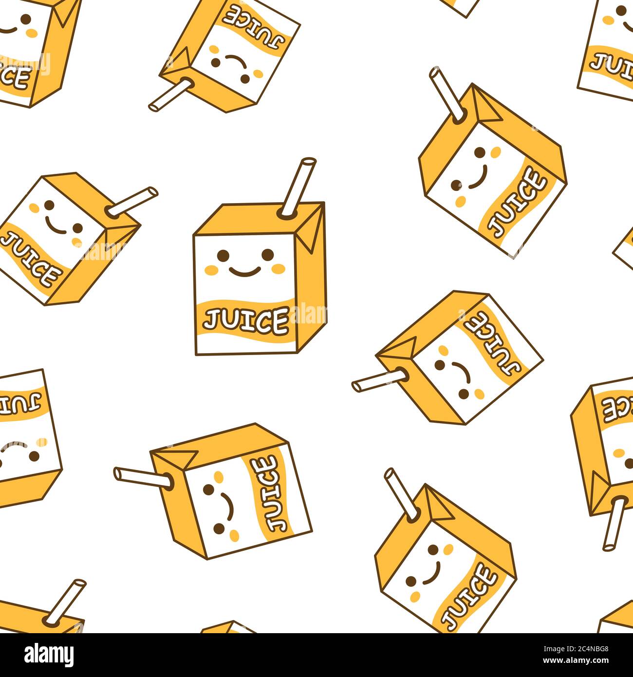 Cute juice icon in flat style. Kawaii drink vector illustration on ...