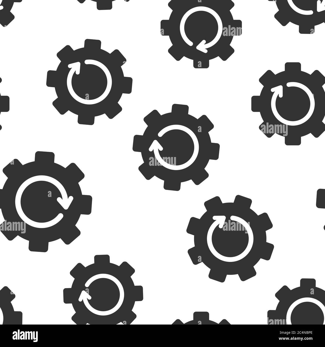 Recovery gear icon in flat style. Repeat vector illustration on white ...