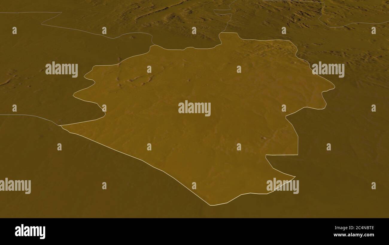 Zoom in on Harare (city of Zimbabwe) outlined. Oblique perspective ...