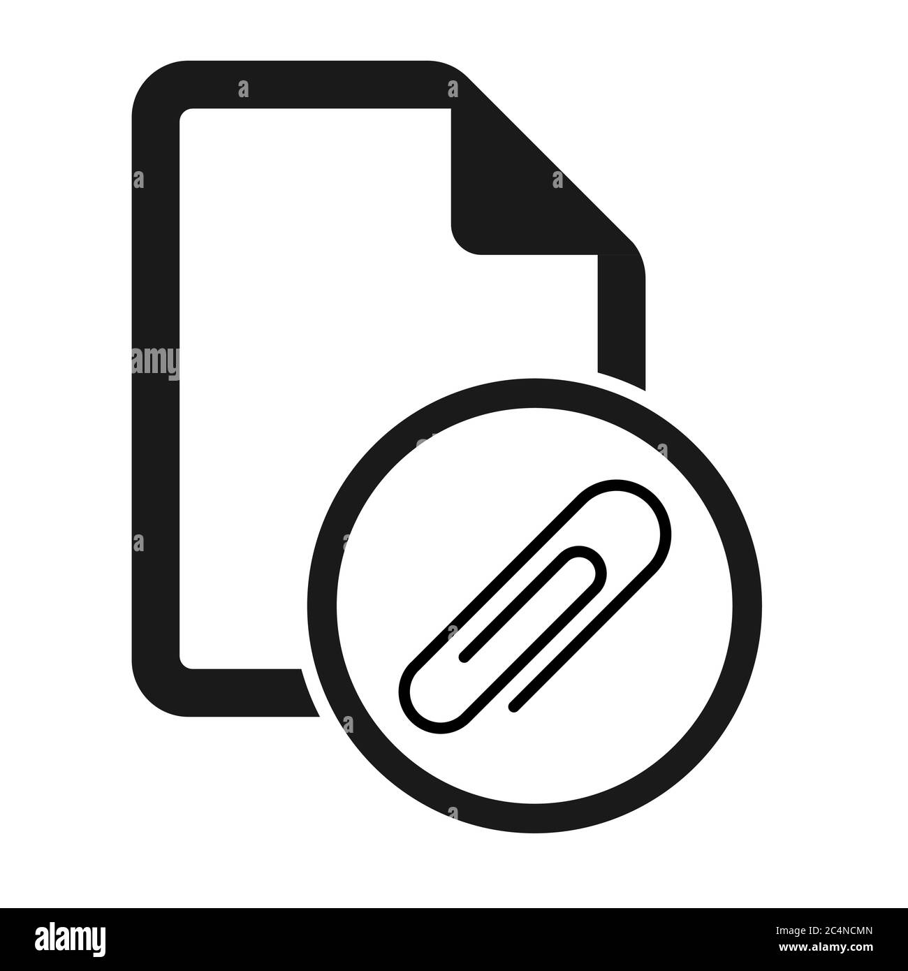 File flat icon with paper clip isolated on white background. Document ...