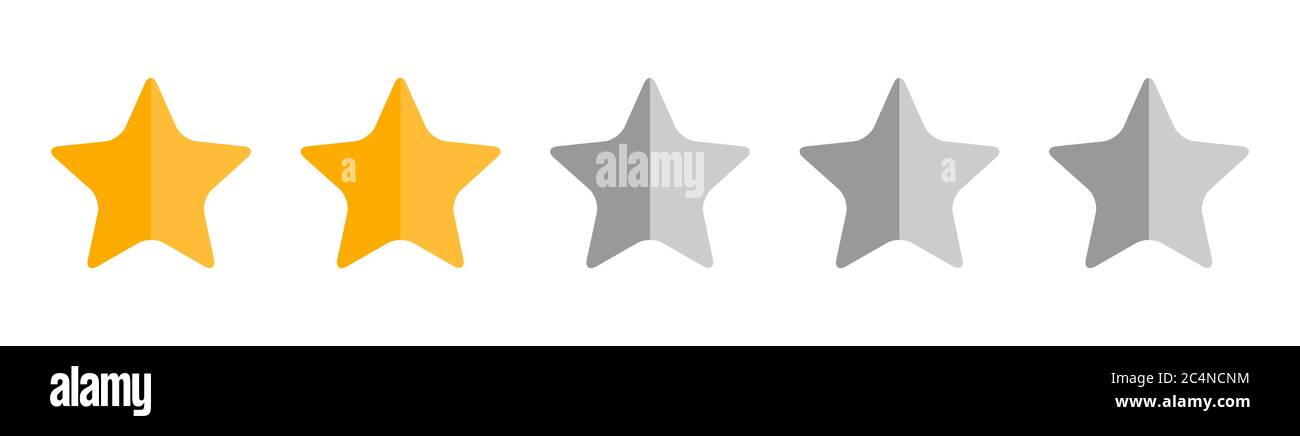 Two stars, customer quality symbol, vector product rating review flat ...