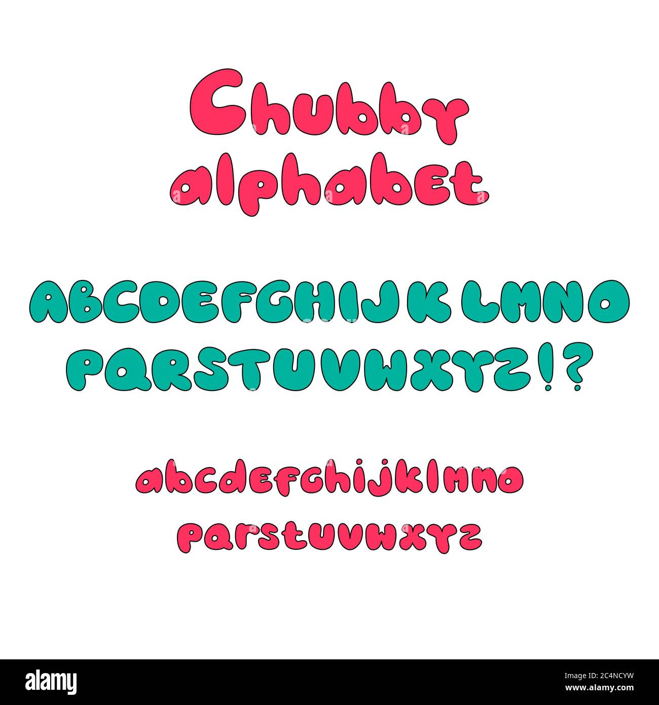 Chubby colored letters. Color cartoon font. Fun kids abc. Vector ...