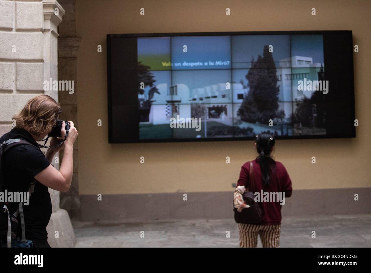 Photographer taking a photo of a woman in the museum Stock Photo - Alamy
