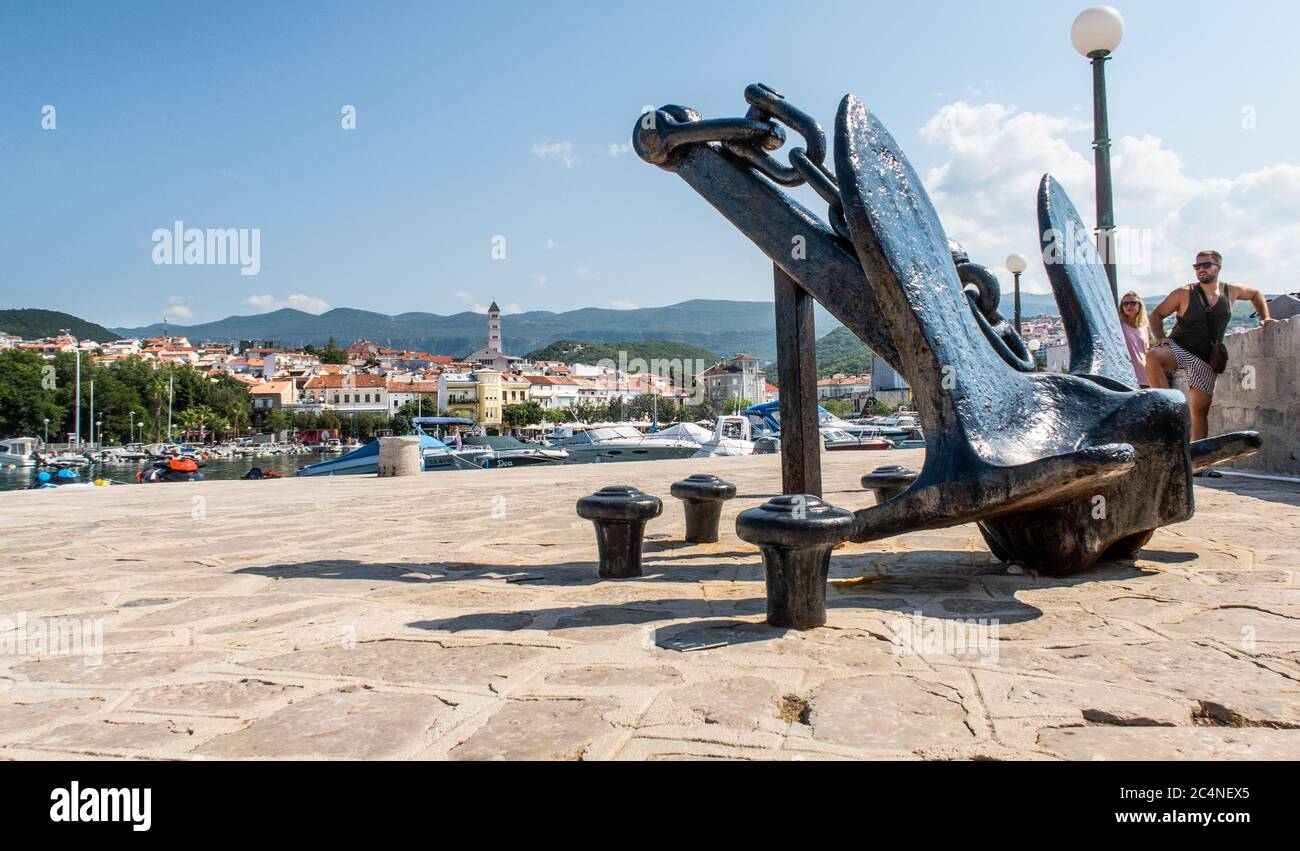 Crikvenica sea front & harbour with the Velebit mountains in the ...