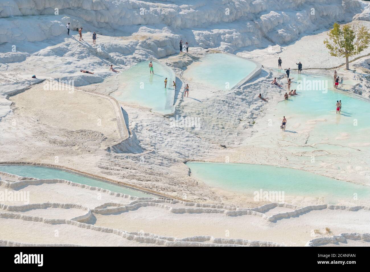 Beautiful landscape with Travertines terraces in Pamukkale, Turkey ...