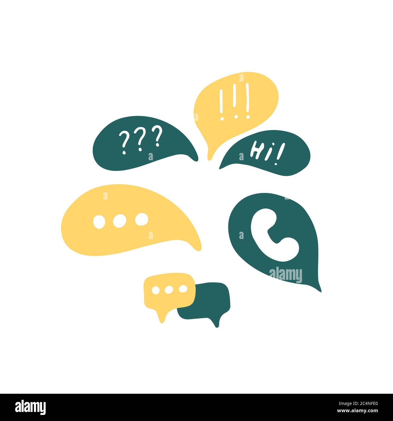 Speech Bubble Doodle Set. Hand Drawn Sketch Chat Message Icon Isolated ...
