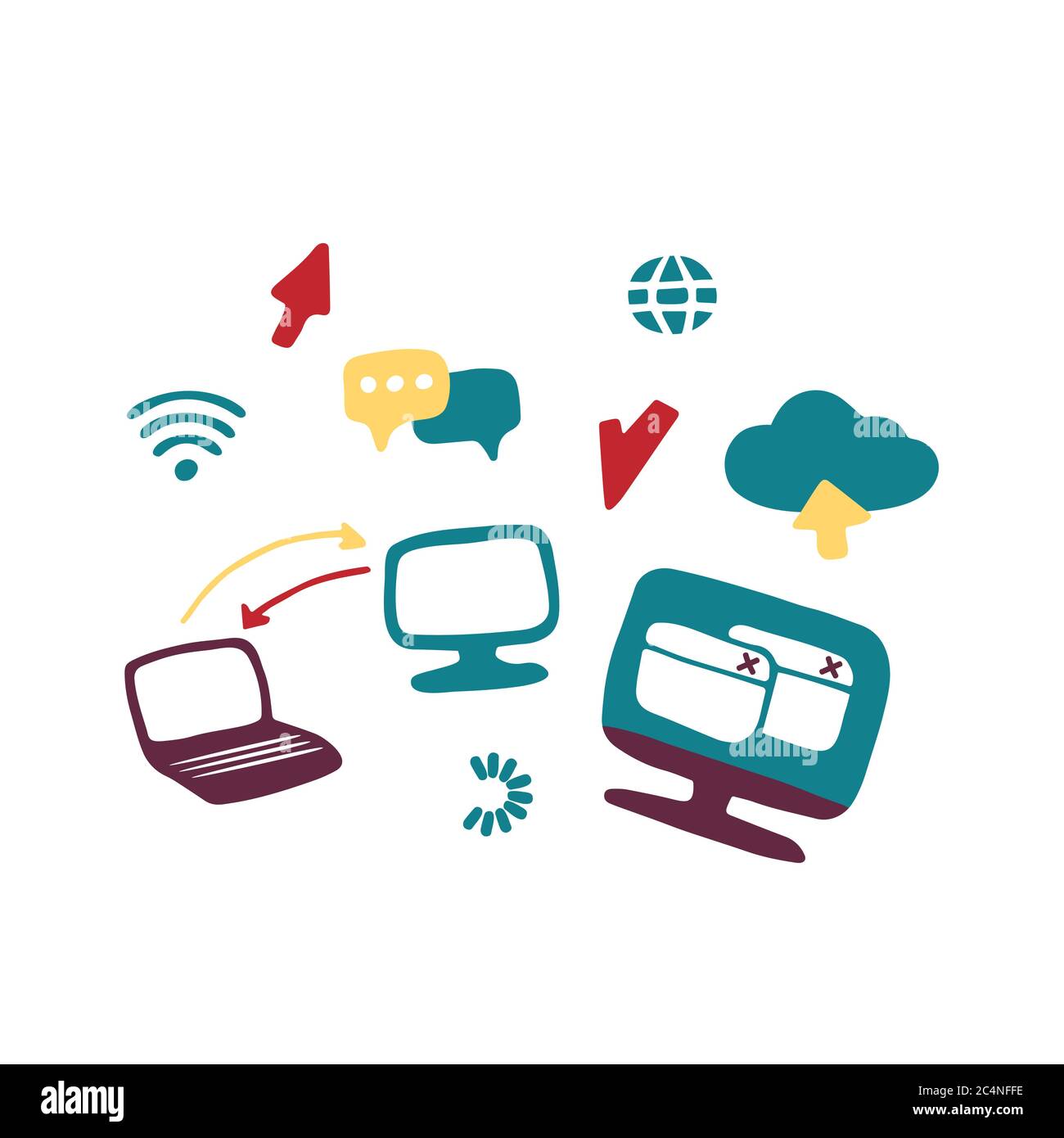 Internet and web icons. Hand drawn vector doodles Stock Vector Image ...