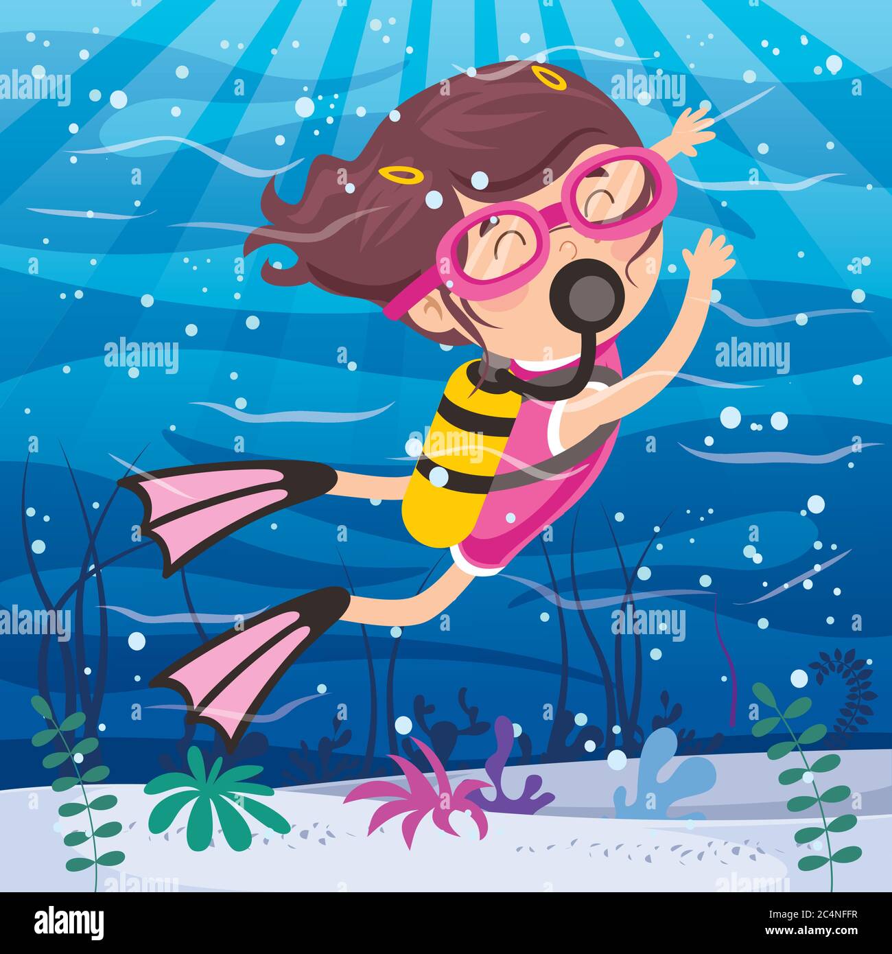 Child scuba diving Stock Vector Images - Alamy