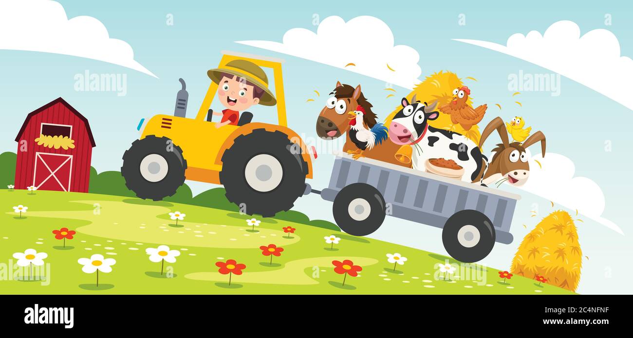 Truck tractor countryside Stock Vector Images - Alamy