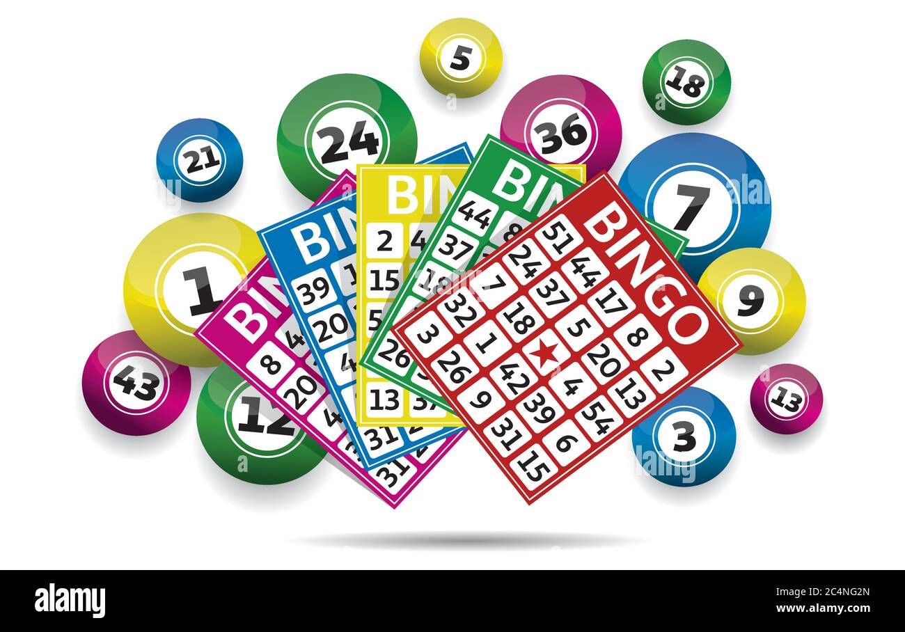 Bingo lottery balls and bingo cards concept vector illustration Stock ...