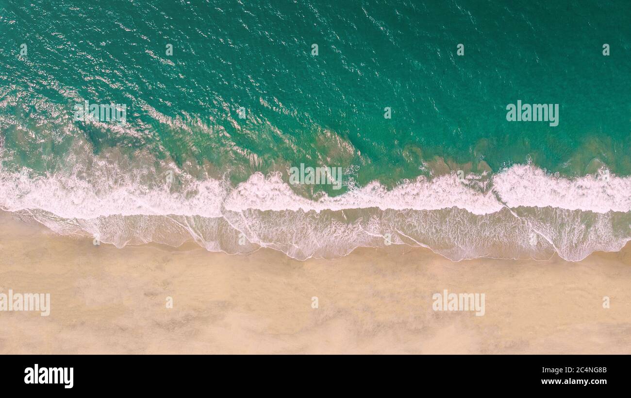 Aerial overhead shot of a seashore with a sea on the side Stock Photo ...