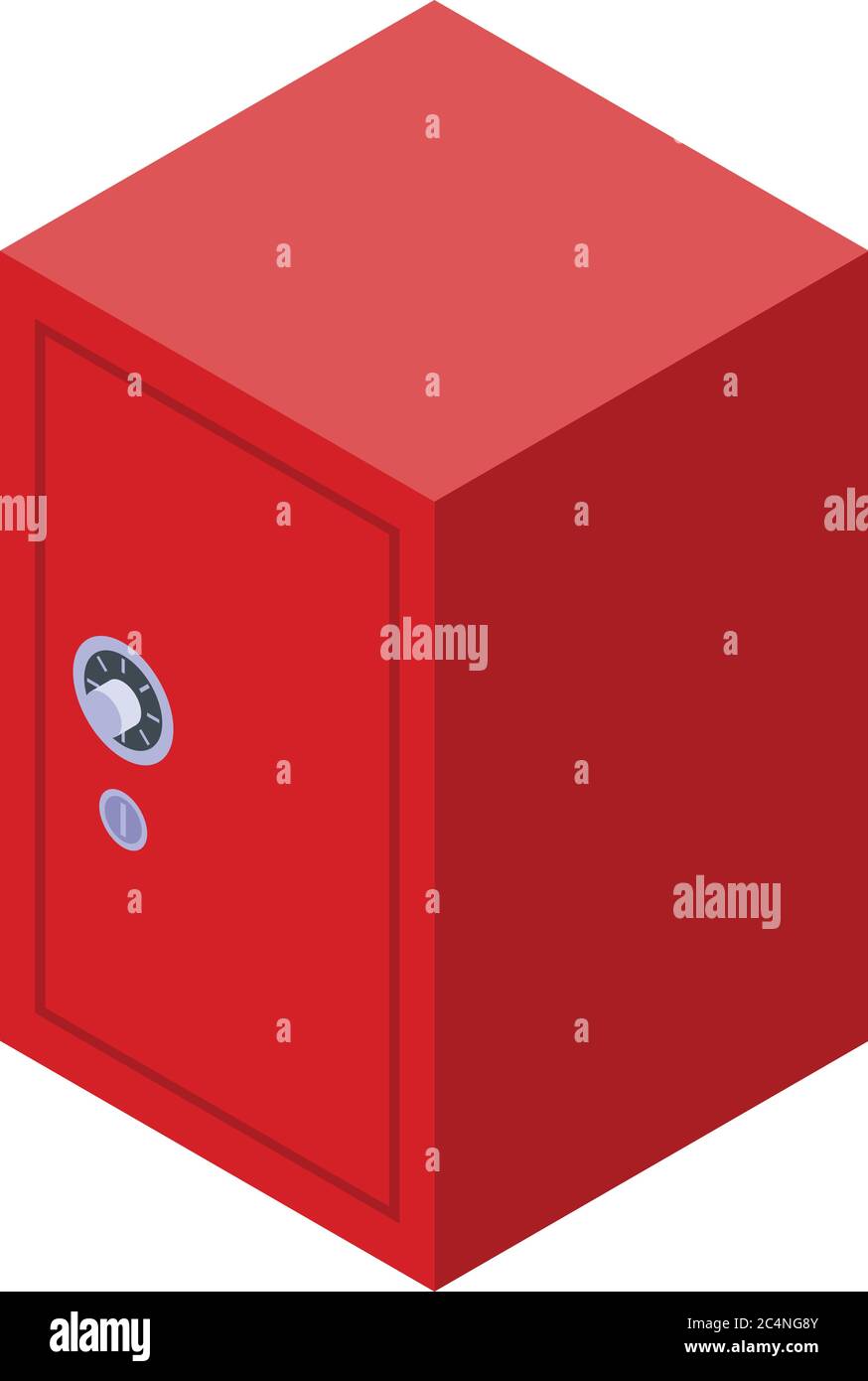 Red money safe icon. Isometric of red money safe vector icon for web ...