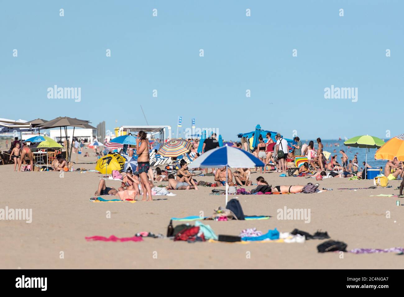 Castelldefels, Spain: 2020 June 25: People in the beach of ...