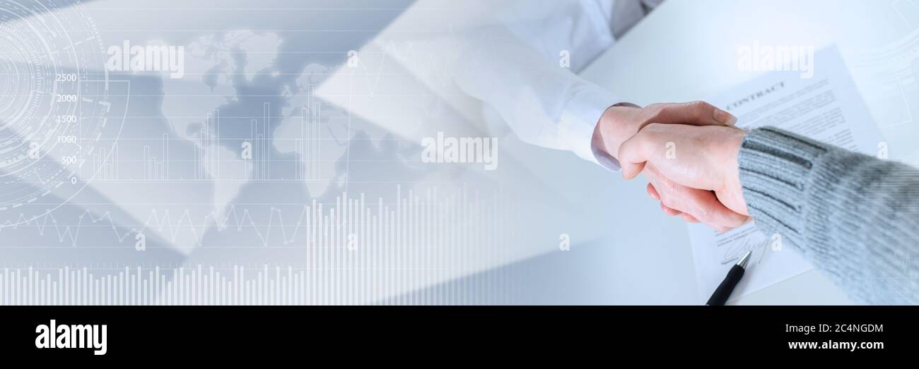 Handshake after contract signing; panoramic banner Stock Photo - Alamy