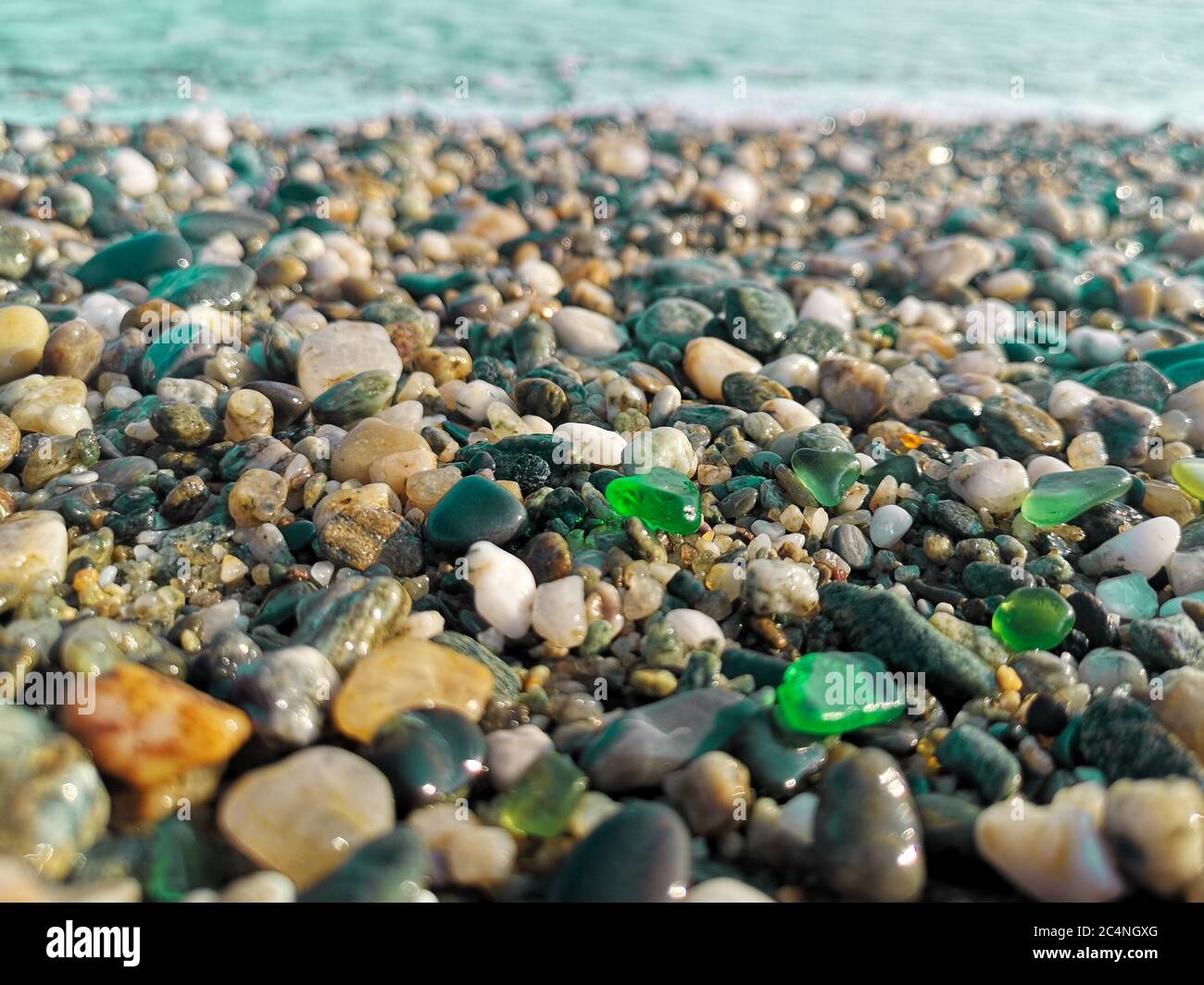 Green polished sea glass stones clam vacation holiday vacation sea ...