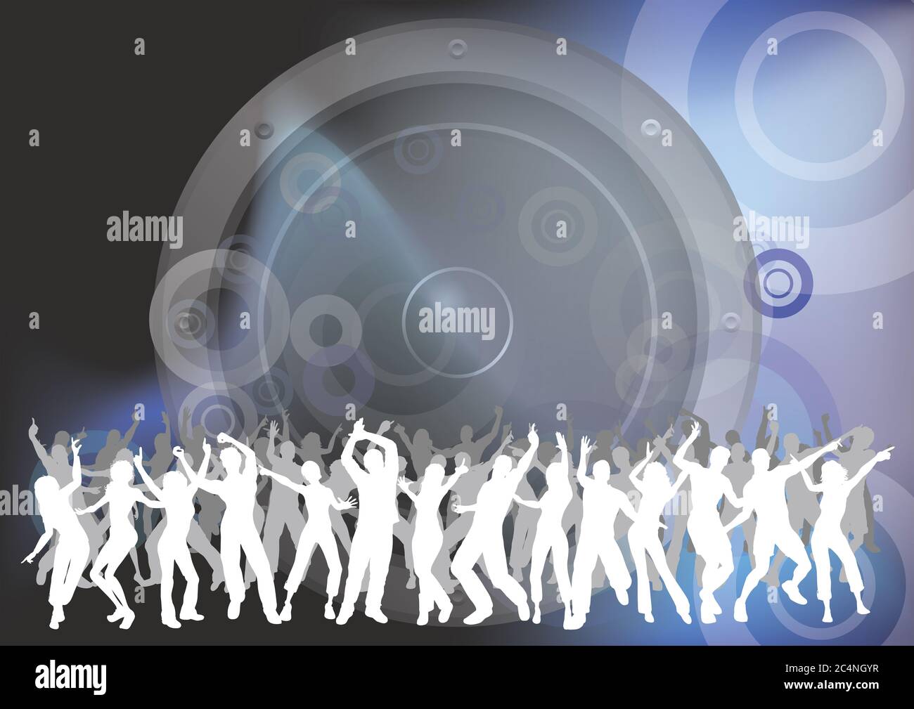 People dancing at an event with abstract sound speaker background Stock ...