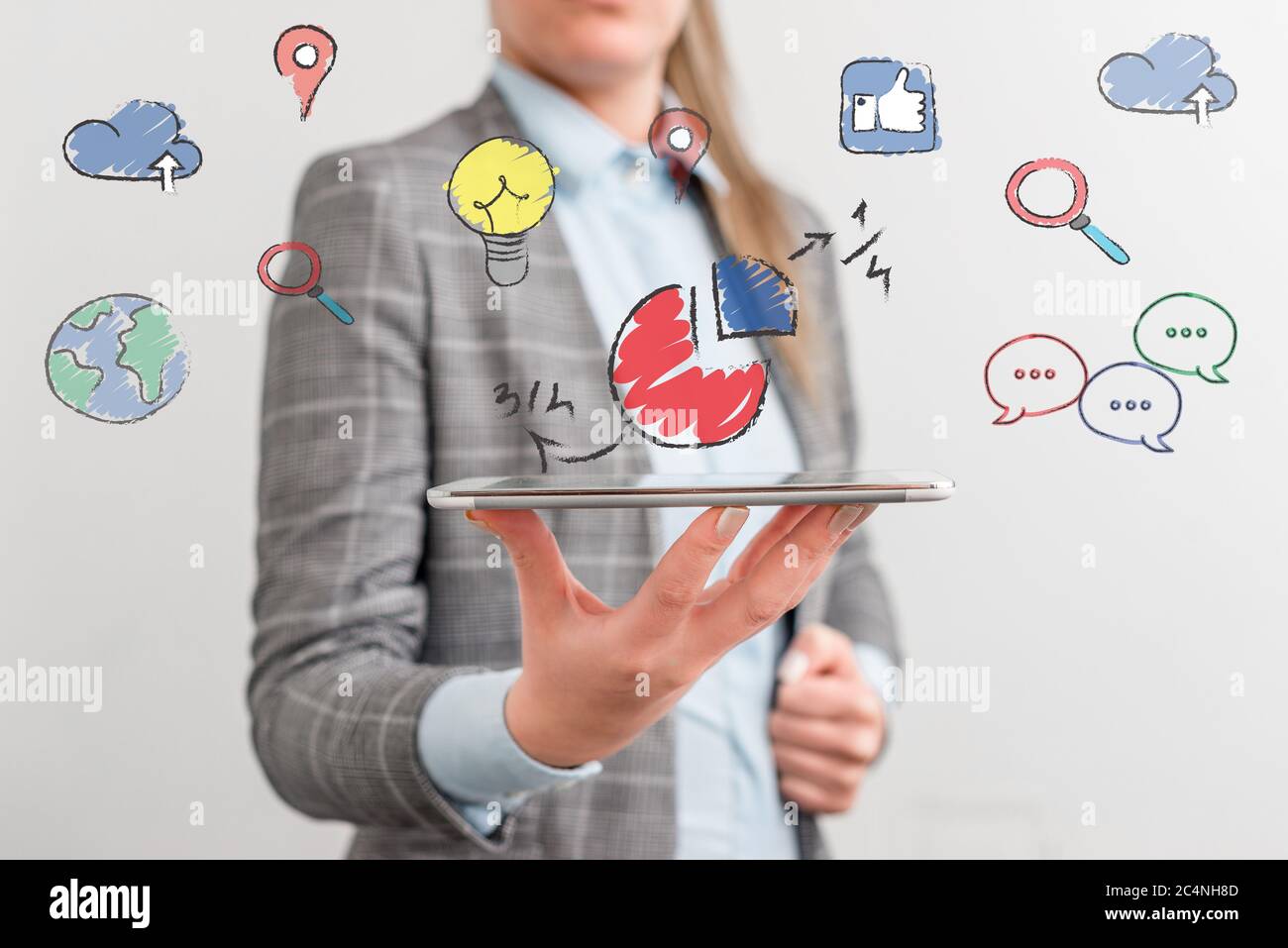 Free Sketch Of Digital Technology Information With Infographic Element ...