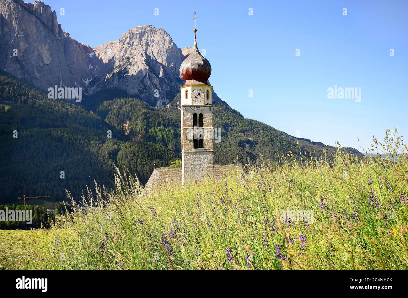 Italy, South Tyrol, church St. Valentin in Seis aka Siusi Stock Photo ...