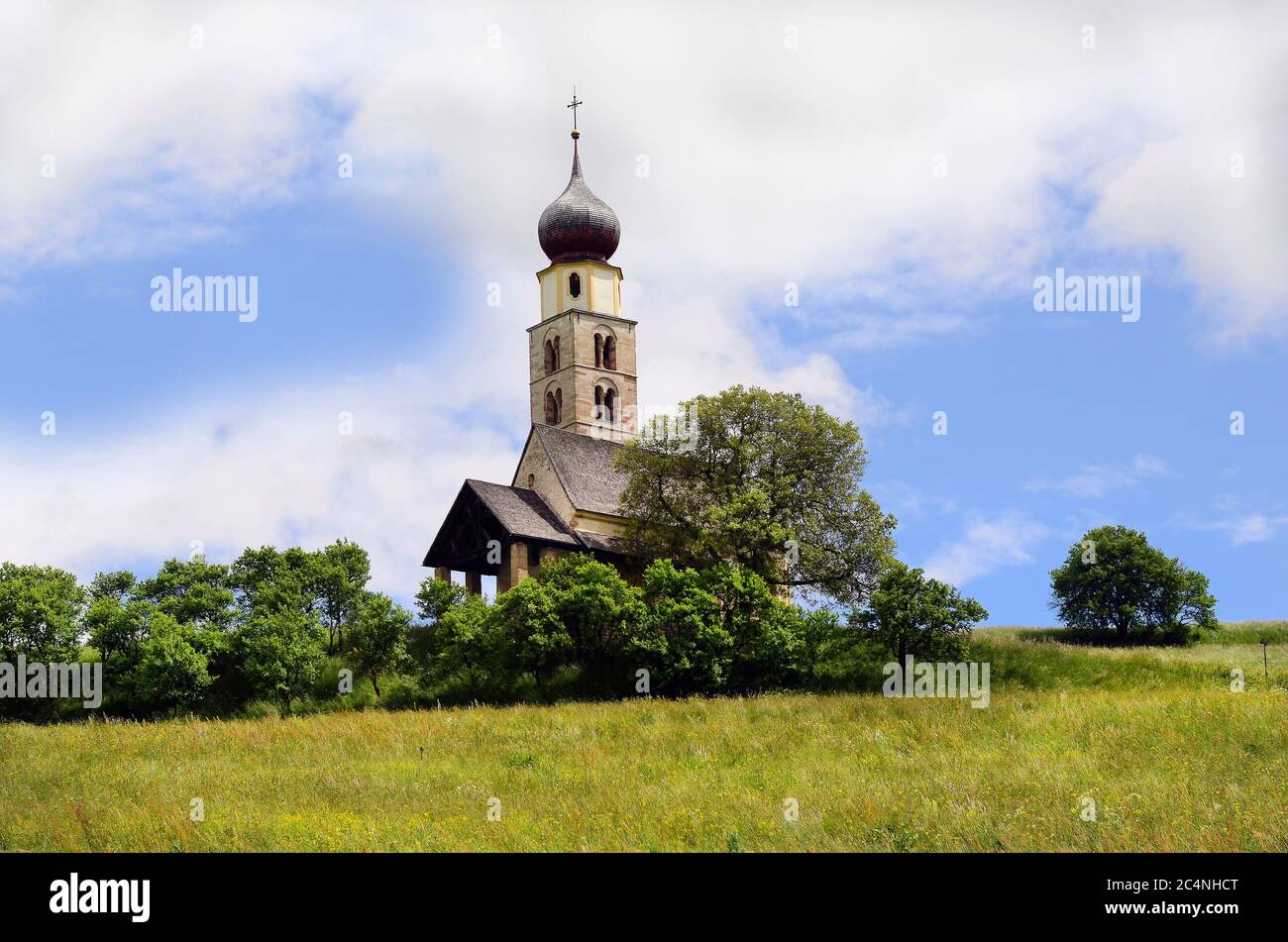 Italy, South Tyrol, church St. Valentin in Seis aka Siusi Stock Photo ...