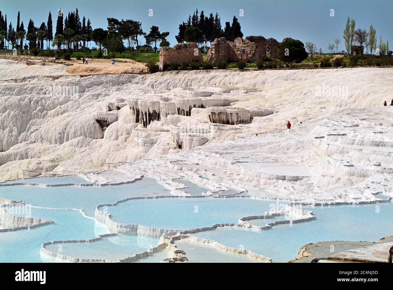 Turkey, Pamukkale, travertine terraces with pools in the UNESCO World heritage site Stock Photo ...