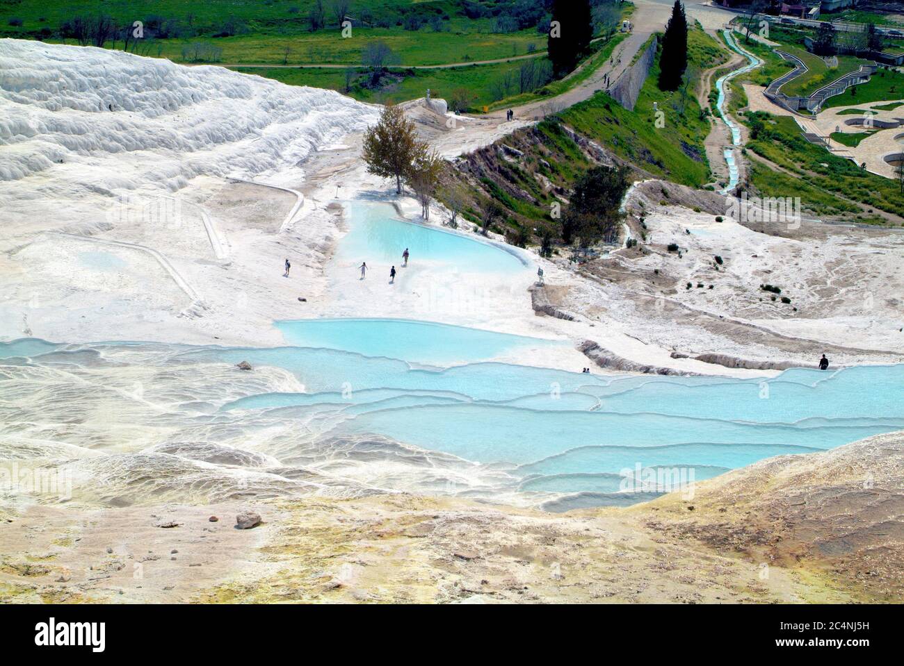 Turkey, Pamukkale, travertine terraces with pools in the UNESCO World heritage site Stock Photo ...