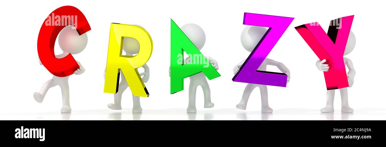 Crazy - colorful letters - 3D illustration Stock Photo - Alamy