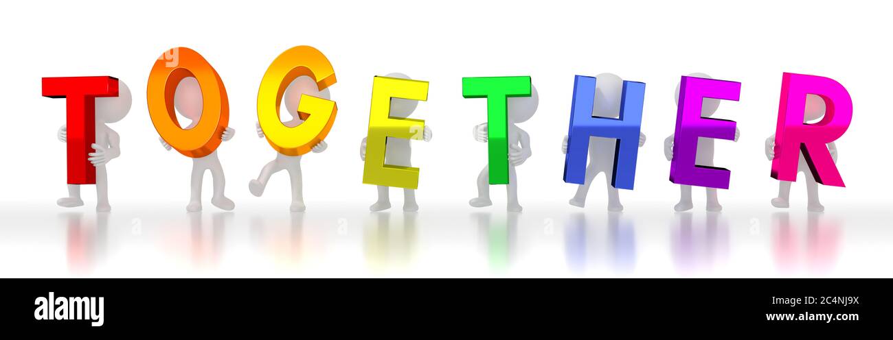 Together - colorful letters - 3D illustration Stock Photo - Alamy