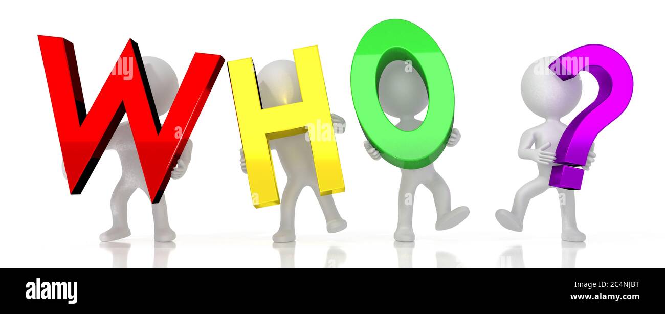 Who? - colorful letters - 3D illustration Stock Photo - Alamy