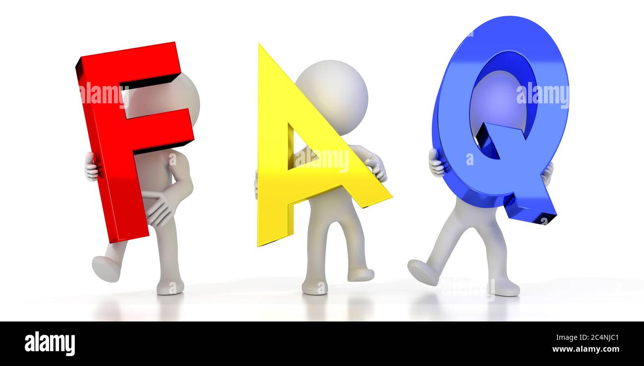 FAQ - frequently asked questions - colorful letters - 3D illustration ...
