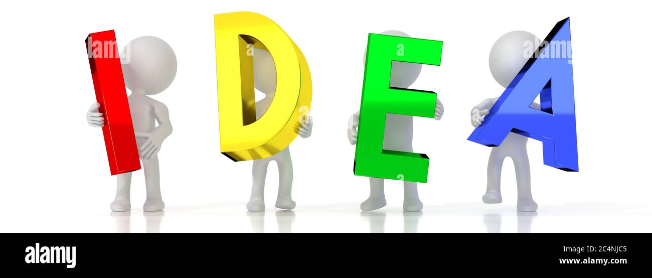 Idea - colorful letters - 3D illustration Stock Photo - Alamy