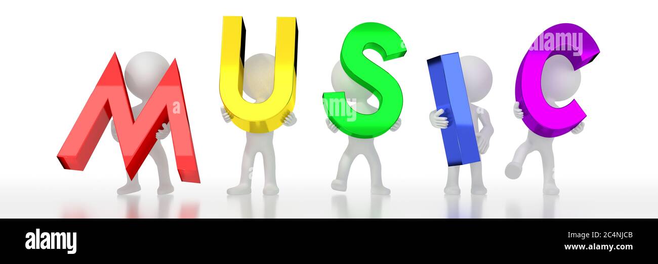 Music - colorful letters - 3D illustration Stock Photo - Alamy