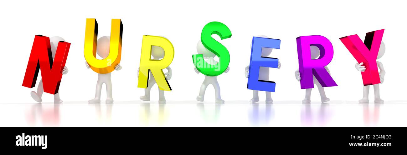 Nursery - colorful letters - 3D illustration Stock Photo - Alamy